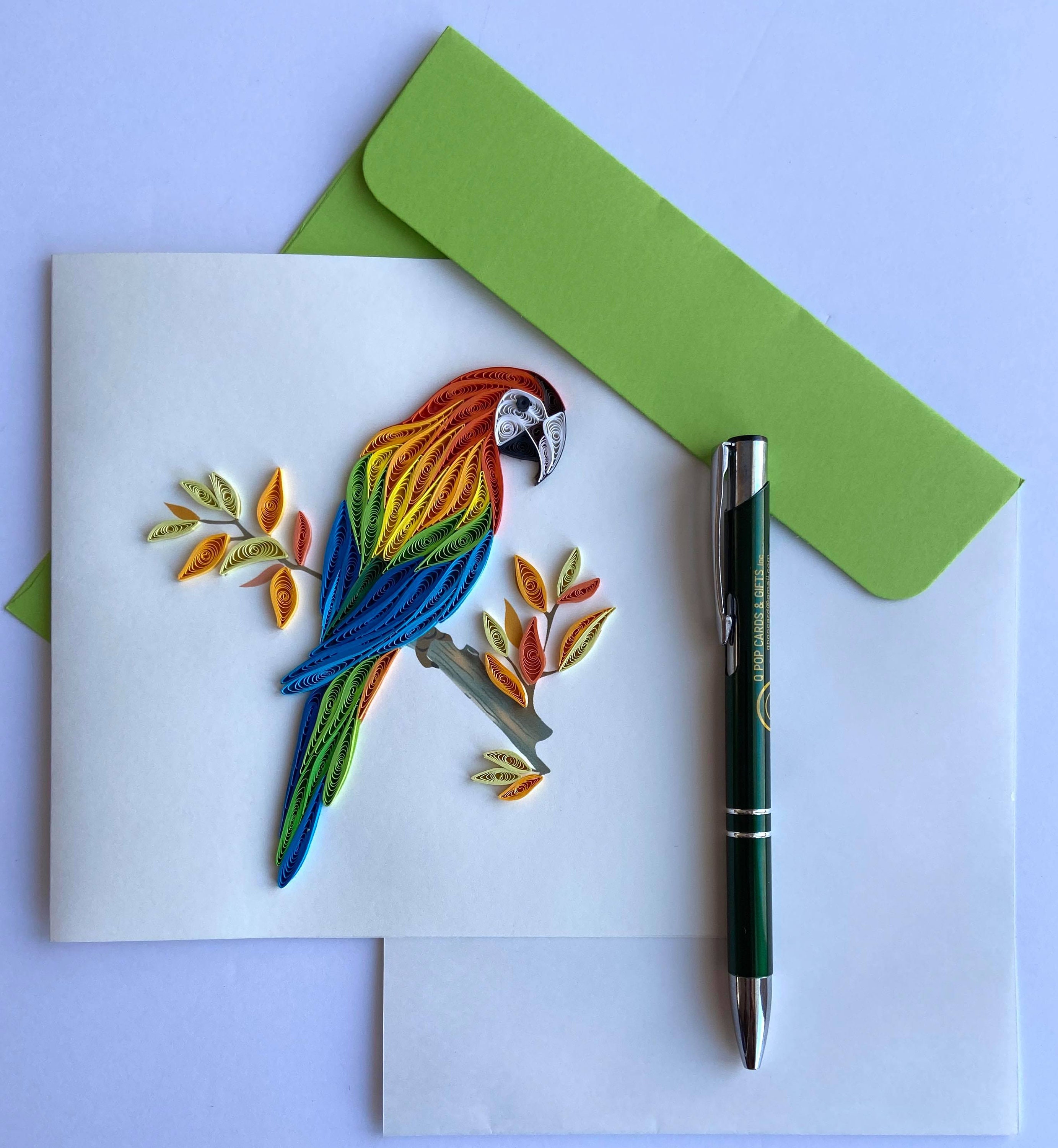 Parrot Quilling Card, Art Paper, Greeting Card, Quilling Card, Craft ...