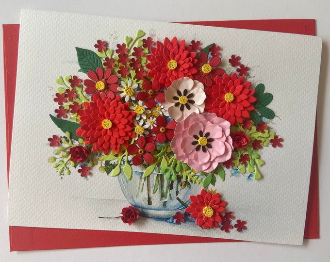 3D Flower Handmade Card, Art Paper, Greeting Card - Etsy
