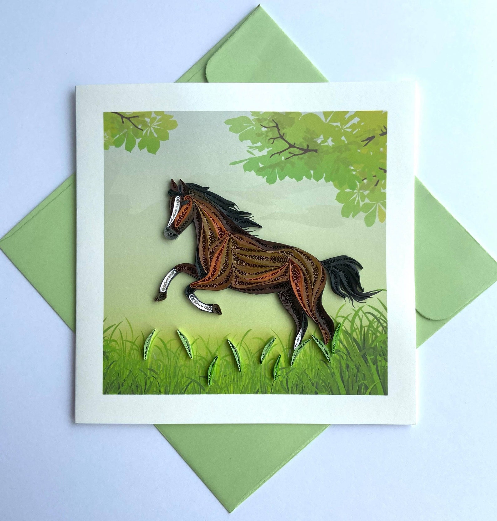 Horse Quilling Card, Art Paper, Greeting Card, Quilling Card, Craft ...