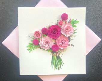 3D Flower Handmade Card, Art Paper, Greeting Card - Etsy