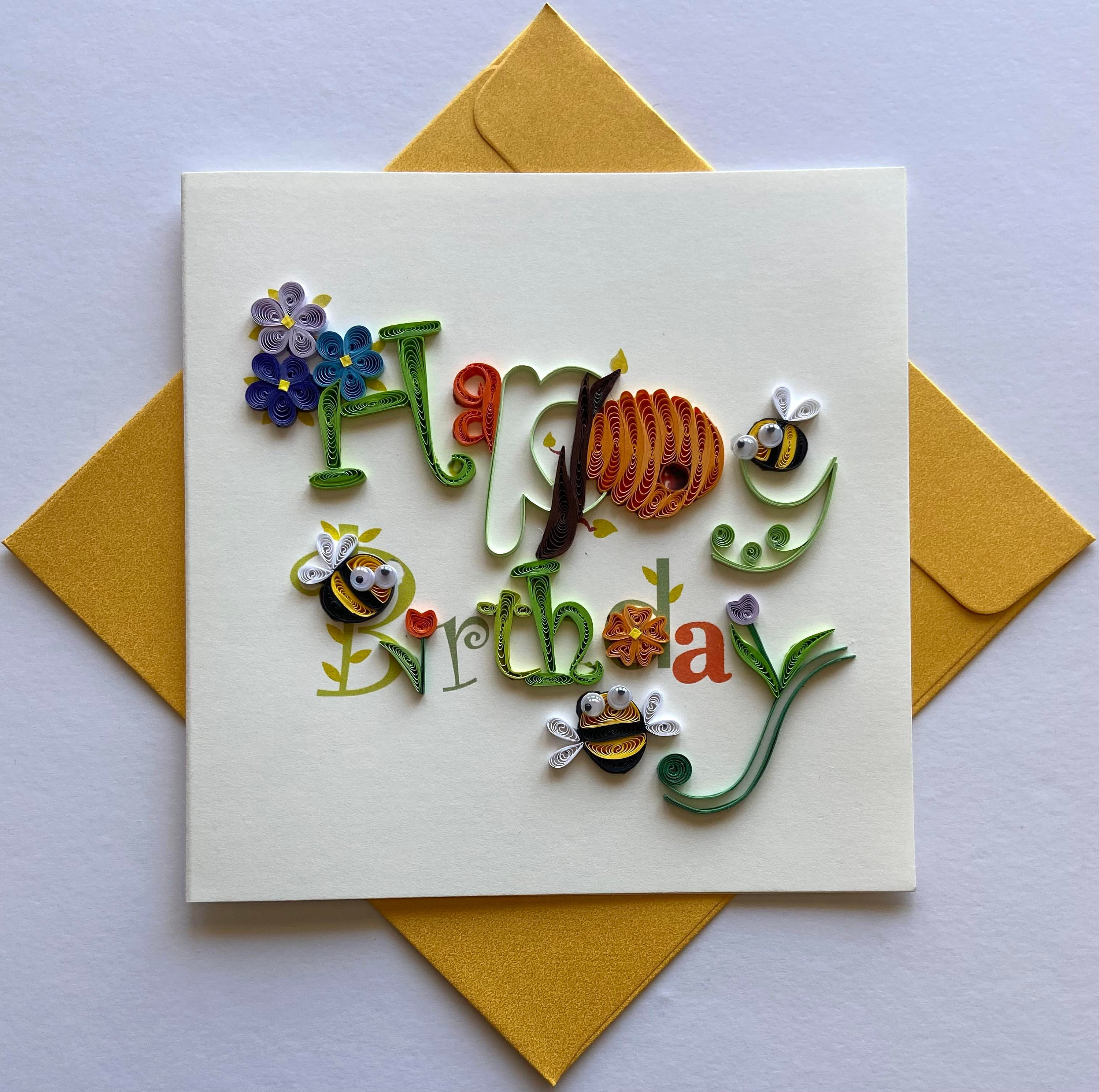 Happy Birthday- Quilling Card, Art Paper, Greeting Card, Quilling Card ...