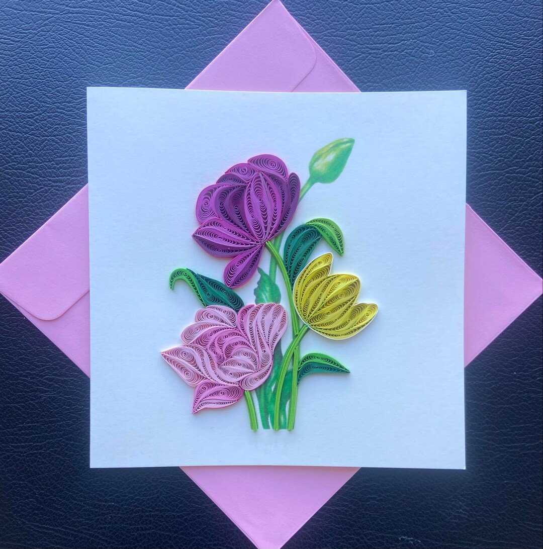 Flower -quilling Card, Greeting Card, Handmade Card - Etsy