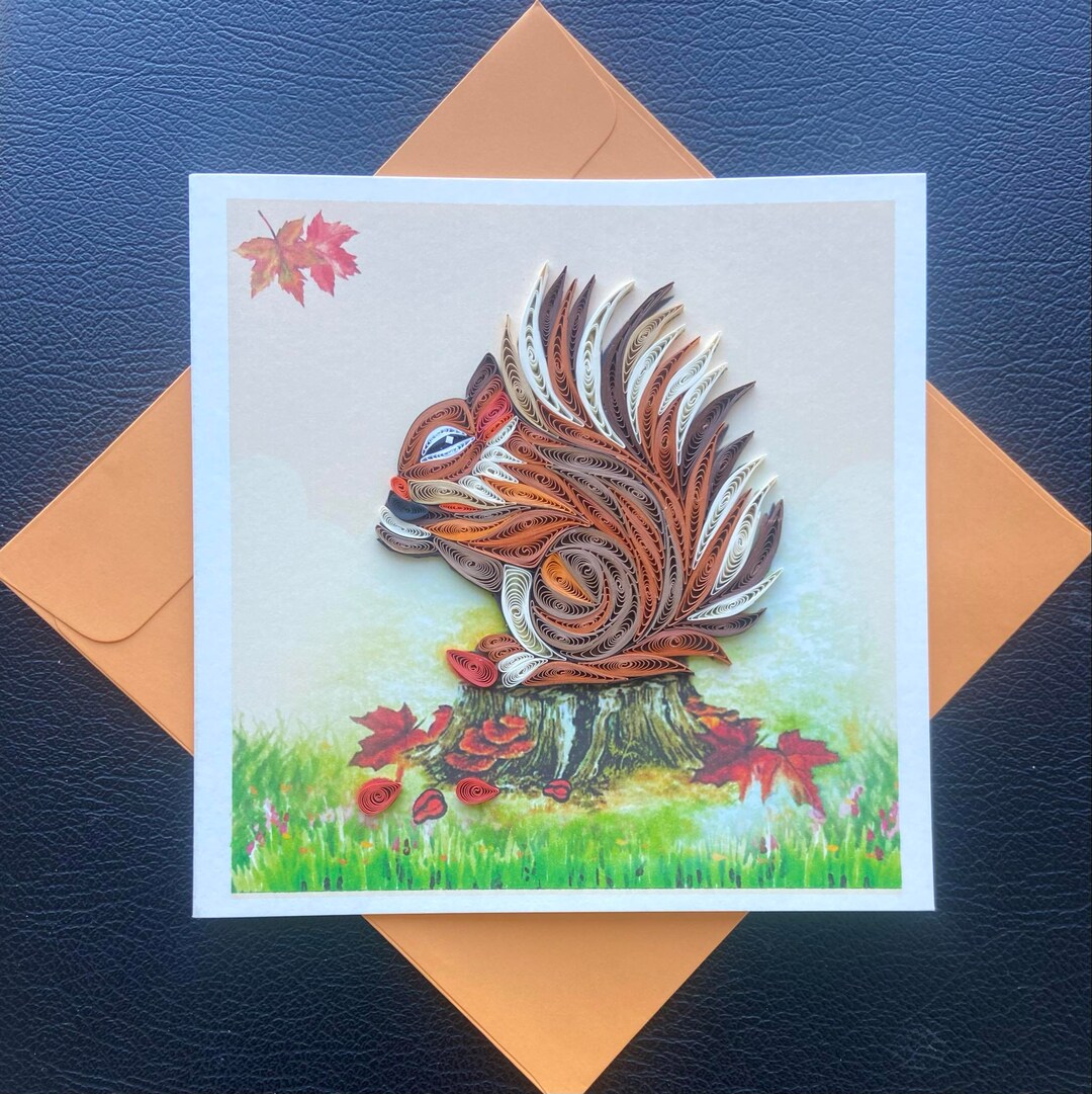 Chipmunk- Quilling Card, Greeting Card, Art Paper, Handmade Card. - Etsy