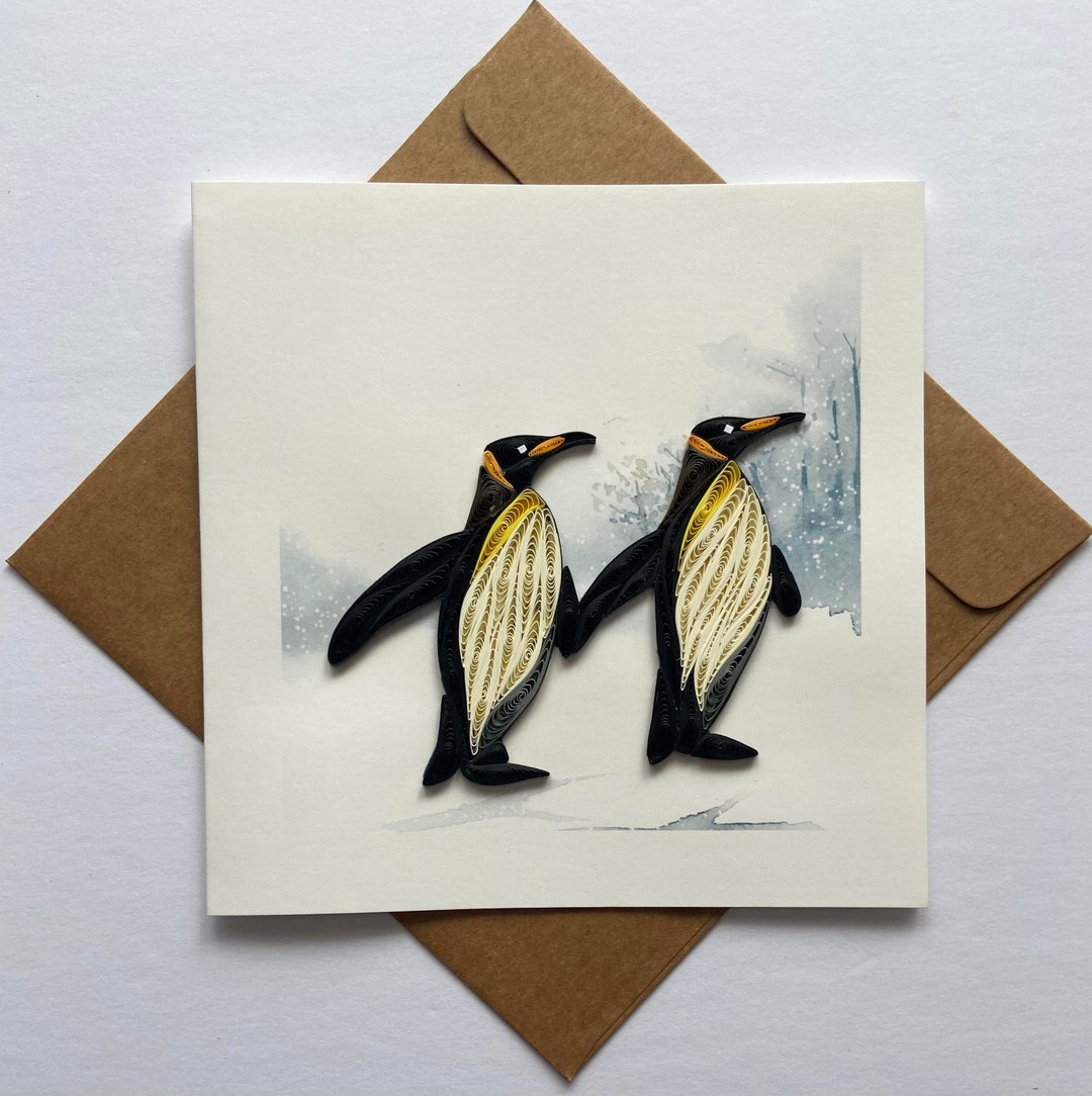 Penguin Quilling Card, Greeting Card, Art Paper, Handmade Card. - Etsy ...