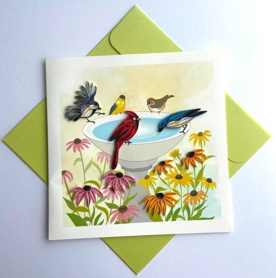 Family birds quilling card Art paper Greeting Card Quilling | Etsy