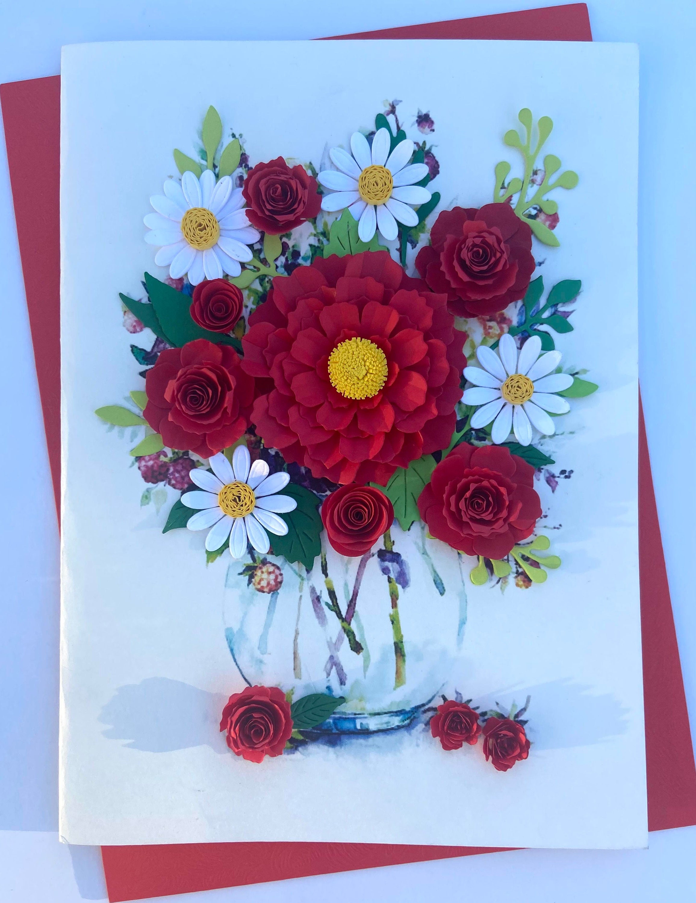 3D Flower- Handmade Card - Etsy