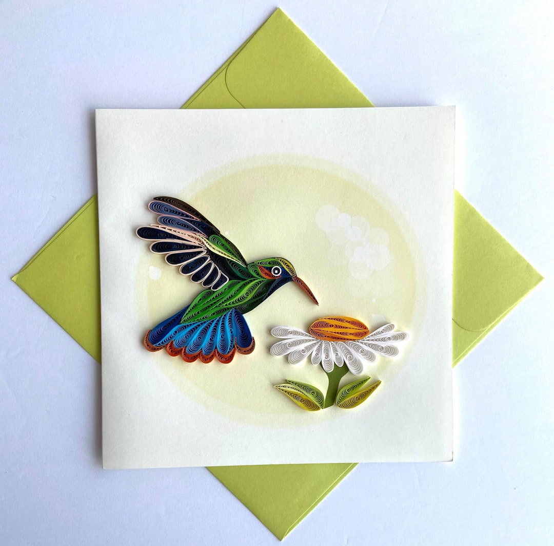 Humming Bird Quilling Card, Art Paper, Greeting Card, Quilling Card ...