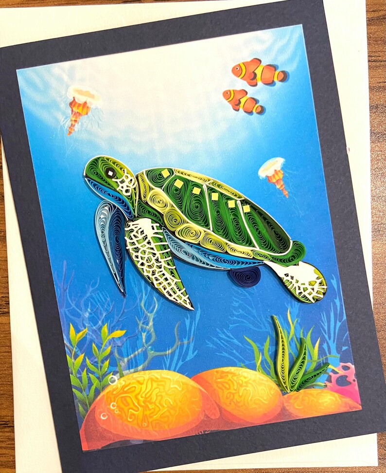 COMBINE Quilling & Pop up Card Turtle Card Art Paper | Etsy