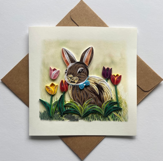Rabbit Quilling Card Art Paper - Etsy