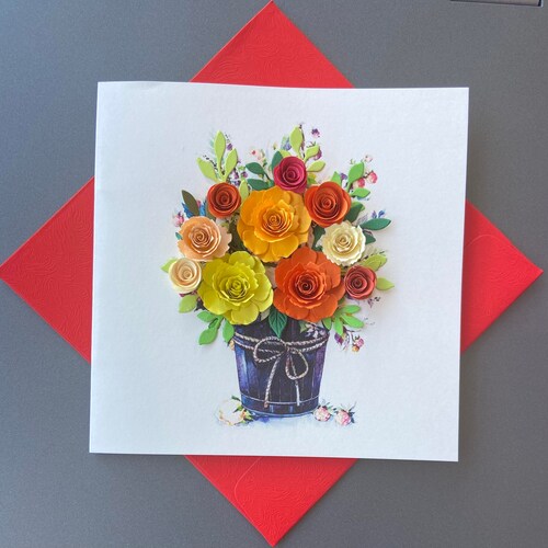 3D Flower Handmade Card Art Paper Greeting Card - Etsy Australia