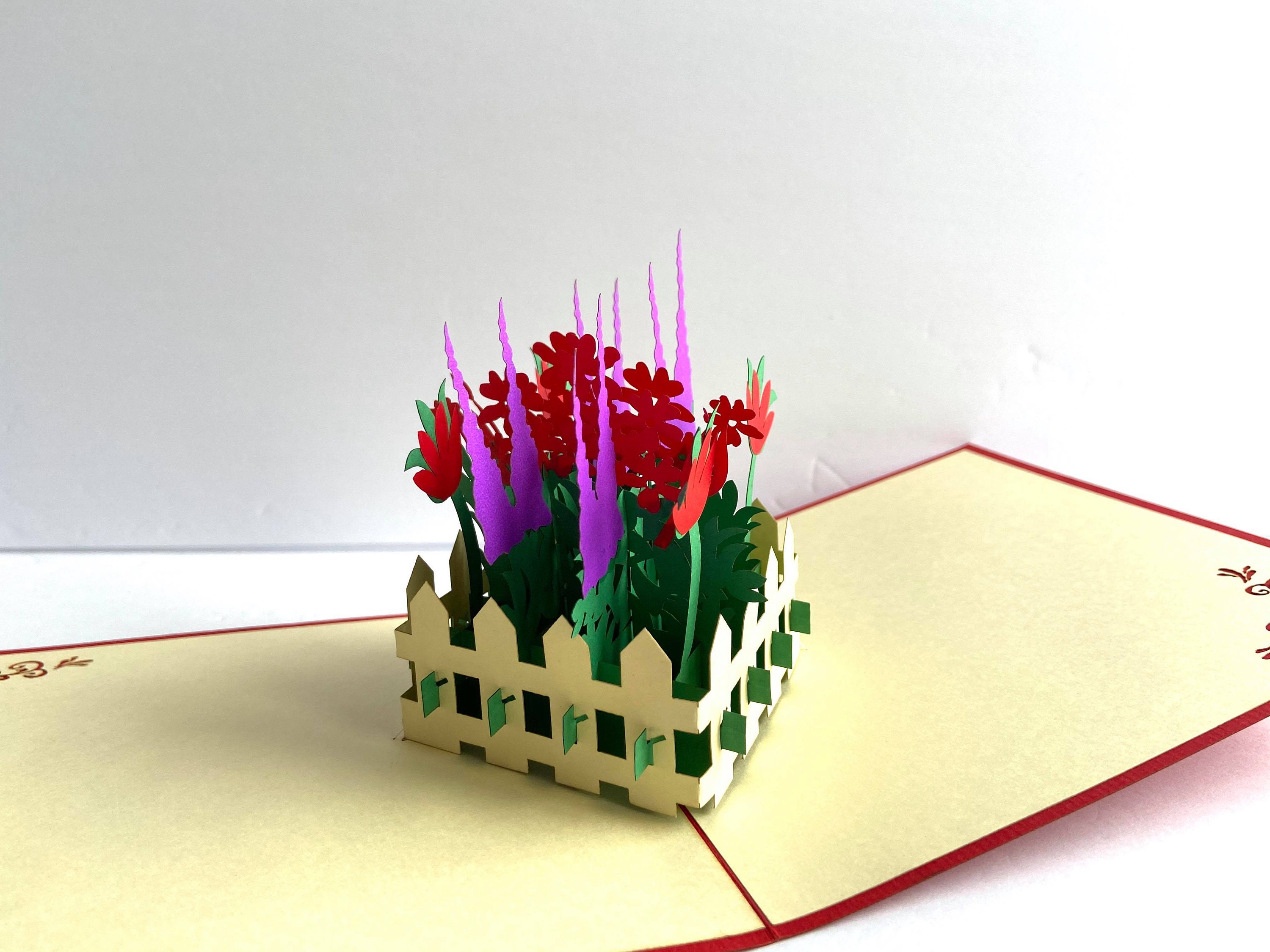 Flower Garden Pop up Card Art Paper Greeting Card - Etsy