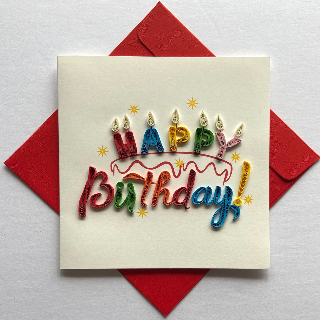 Happy Birthday- Quilling Card, Art Paper, Greeting Card, Quilling Card ...