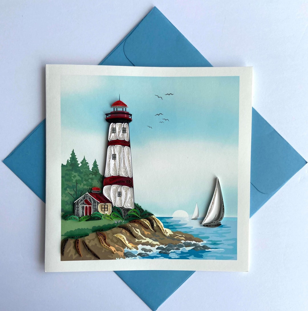 Lighthouse Quilling Card, Art Paper, Greeting Card, Quilling Card ...