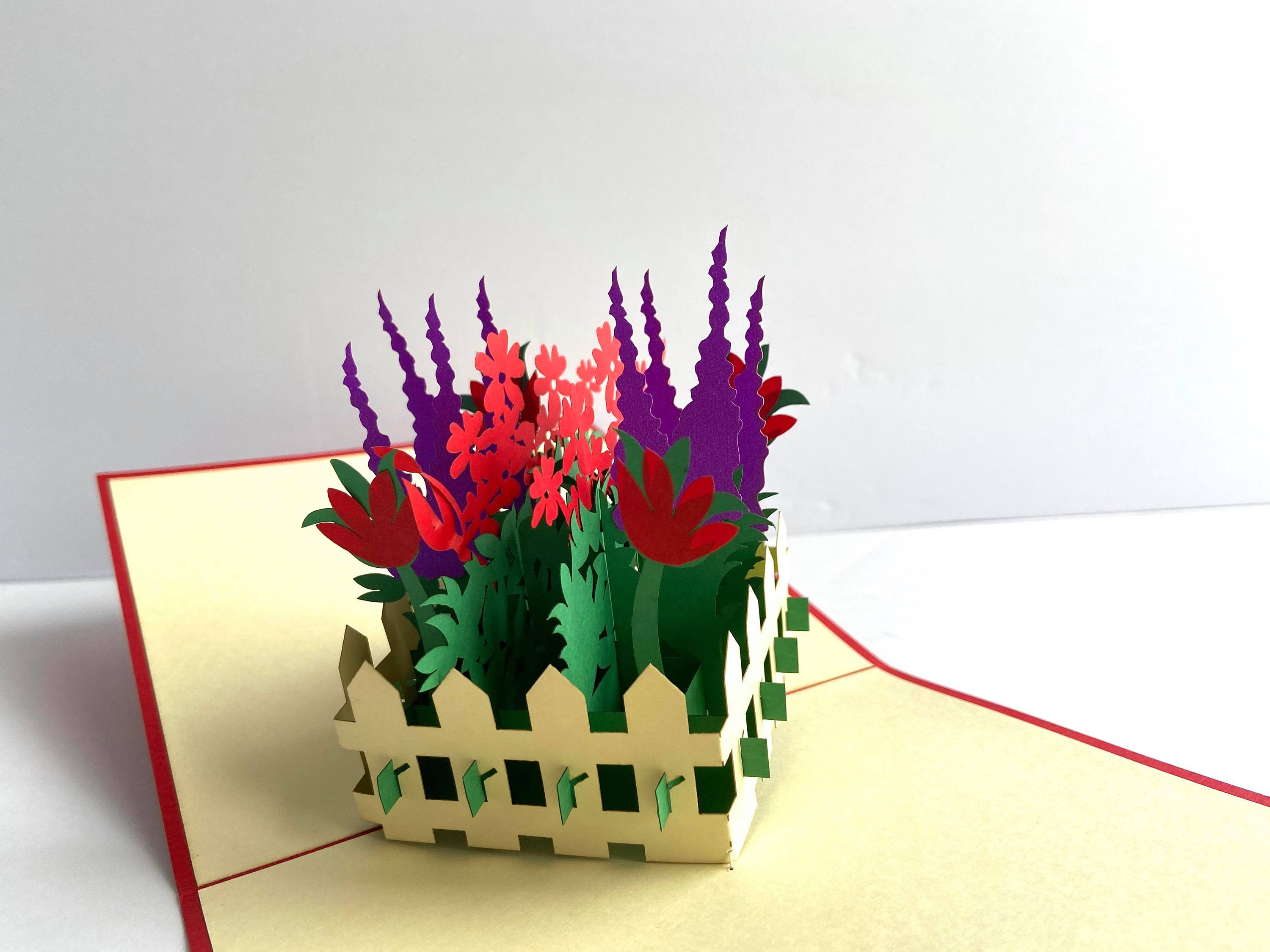 Flower Garden Pop up Card Art Paper Greeting Card - Etsy