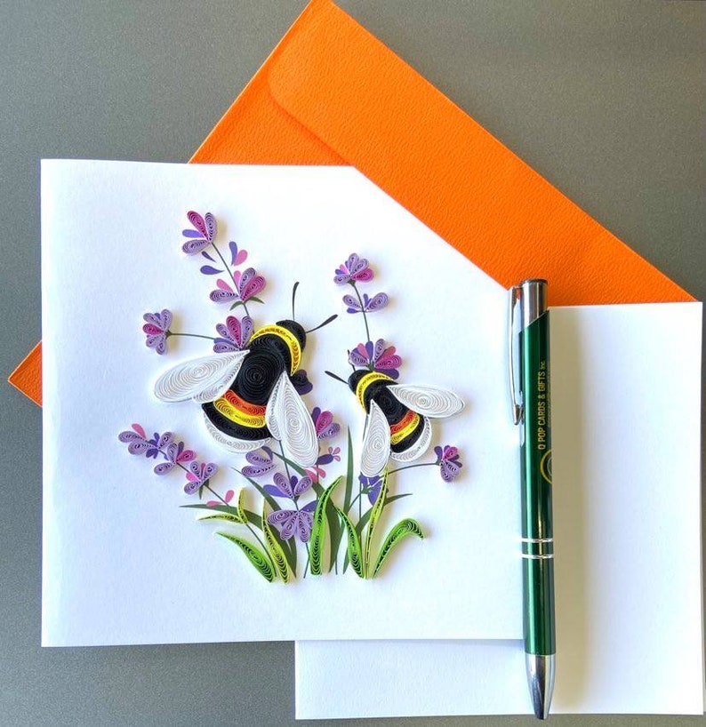 Bee Quilling Card Art Paper Greeting Card Quilling Card - Etsy