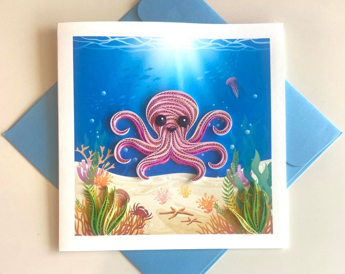 Octopus Quilling Card, Art Paper, Greeting Card, Handmade Card - Etsy