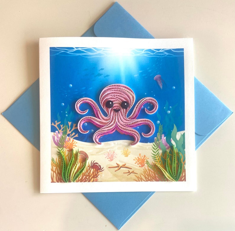 Octopus- Quilling Card, Art Paper, Greeting Card, Handmade Card - Etsy