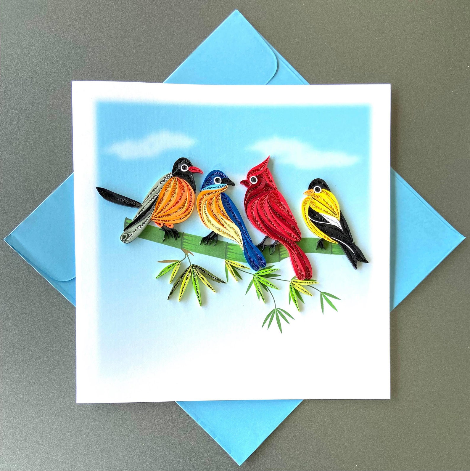 Birds quilling Card - Etsy