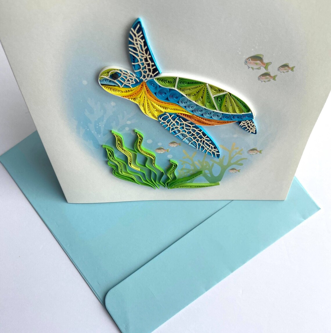 Sea Turtle Card, Art Paper, Greeting Card, Quilling Card, Craft Cards ...
