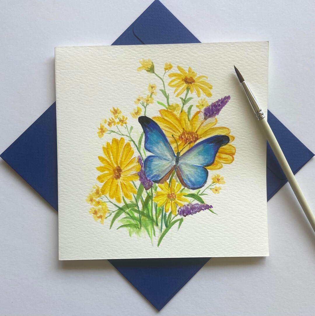 Butterfly Hand Painting Card- Greeting Card, Handmade Card - Etsy