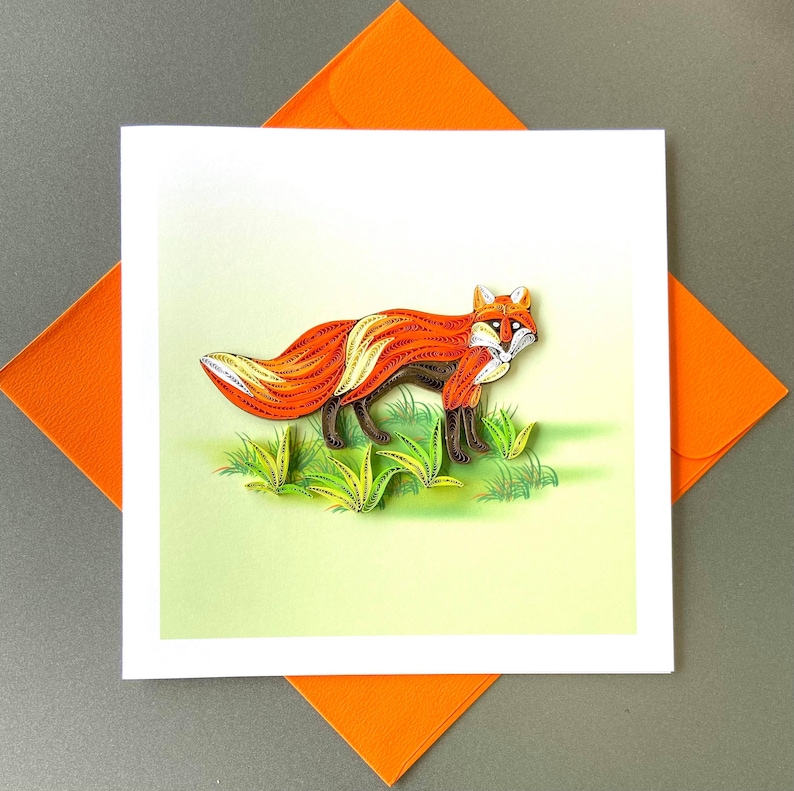 Paper Fox Quilling card Greeting Cards Blank Cards etna.com.pe