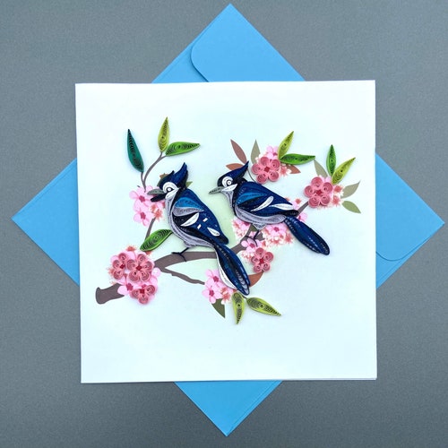 Blue Jay Bird Quilling Card Art Paper Greeting Card | Etsy Canada