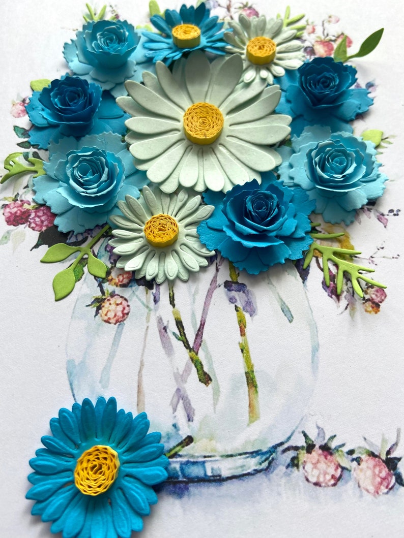 Flower 3D Card Greeting Card Art Paper Handmade Card - Etsy