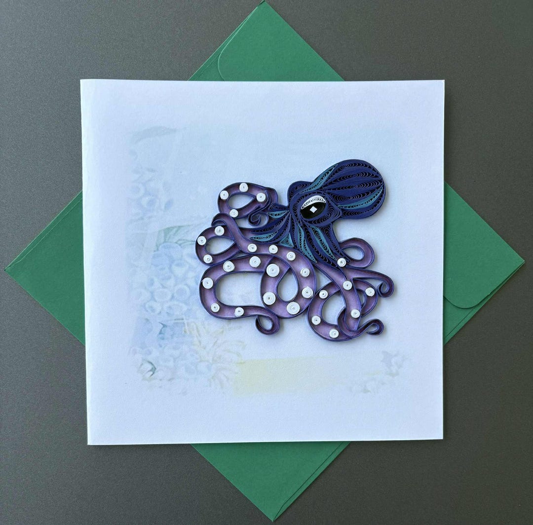 Octopus- Quilling Card, Art Paper, Greeting Card, Quilling Card, Craft ...