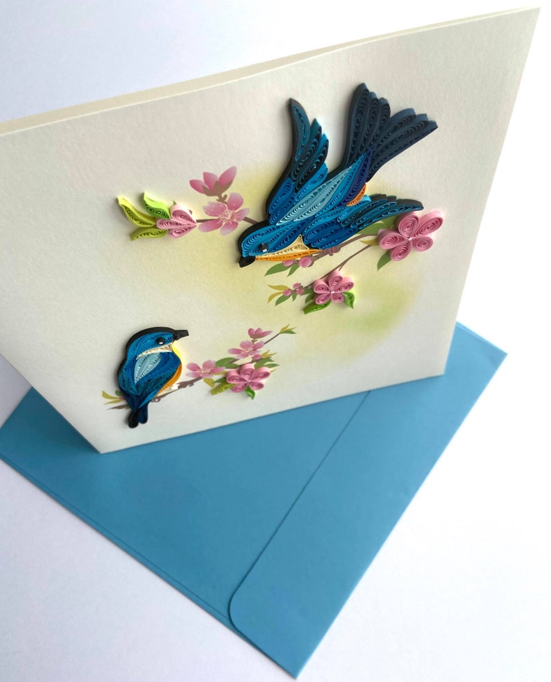 Blue Birds Quilling Card, Art Paper, Greeting Card, Quilling Card ...