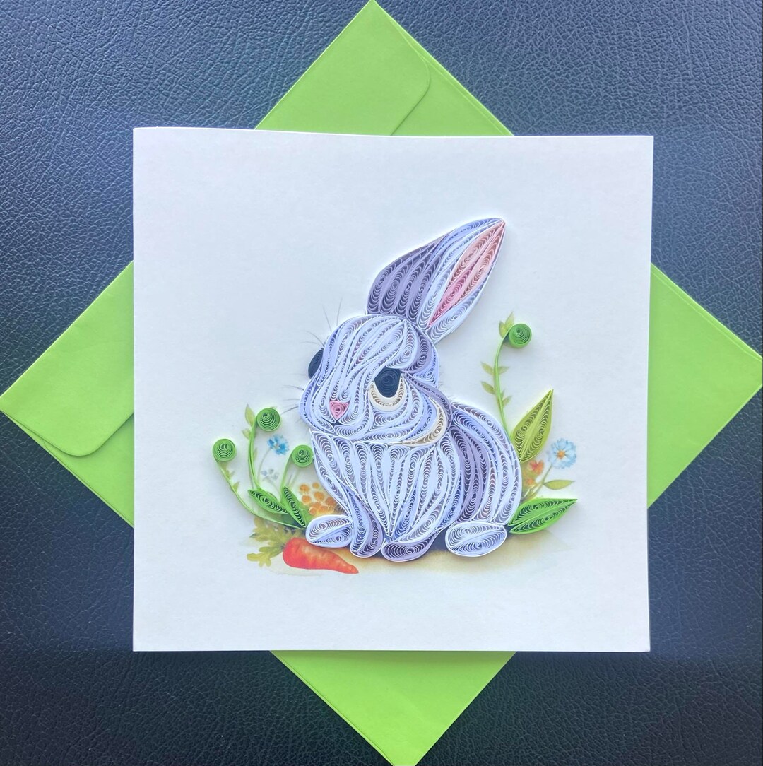 Rabbit - Quilling Card, Art Paper, Greeting Card, Handmade Card. - Etsy