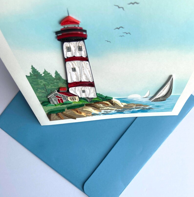 Lighthouse Quilling Card Art Paper Greeting Card Quilling - Etsy