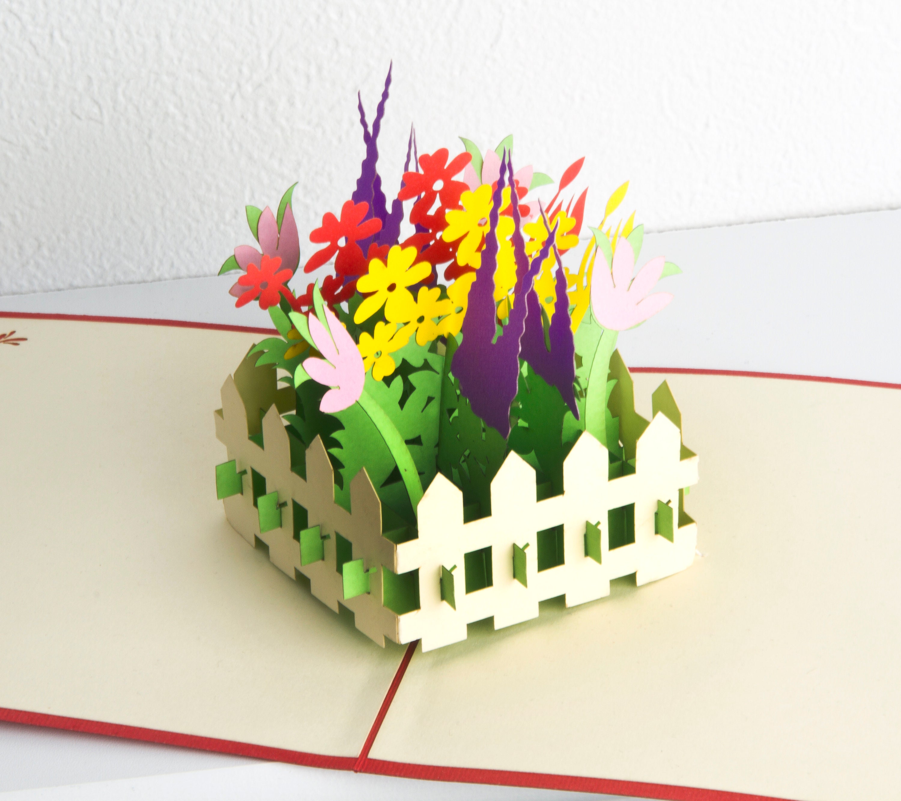 Flower Garden Pop up Card Art Paper Greeting Card - Etsy