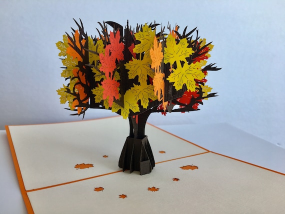 Fall Leaves Pop up Card Art Paper Greeting Card Quilling | Etsy