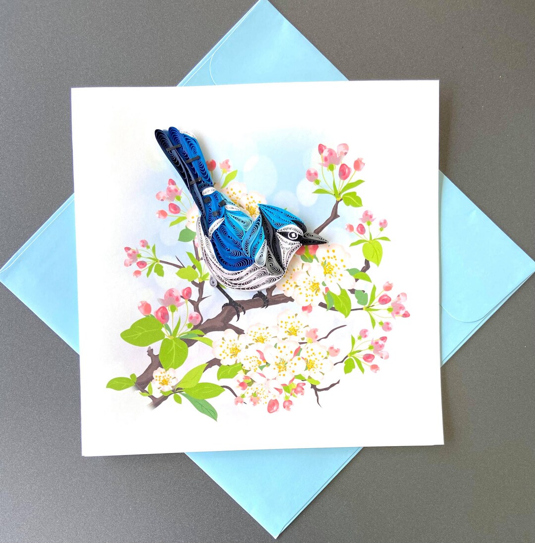 Blue Jay Bird - Quilling Card - Etsy