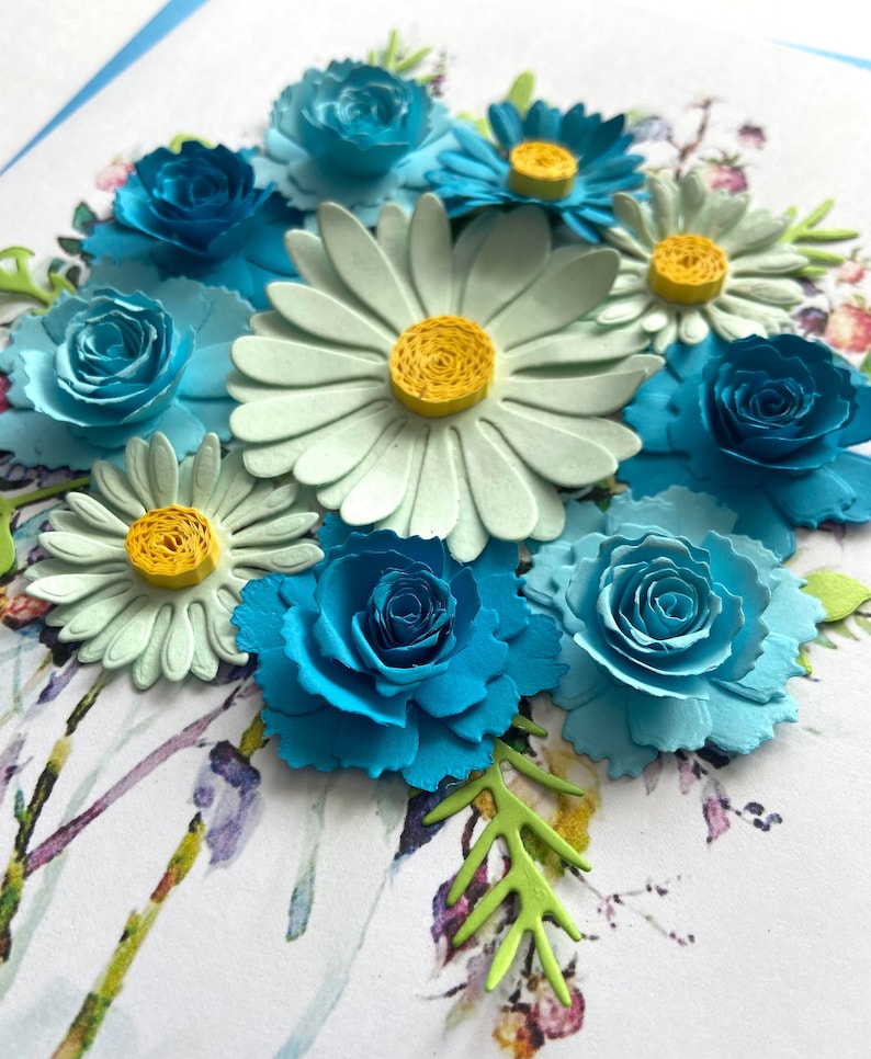 Flower 3D Card Greeting Card Art Paper Handmade Card - Etsy