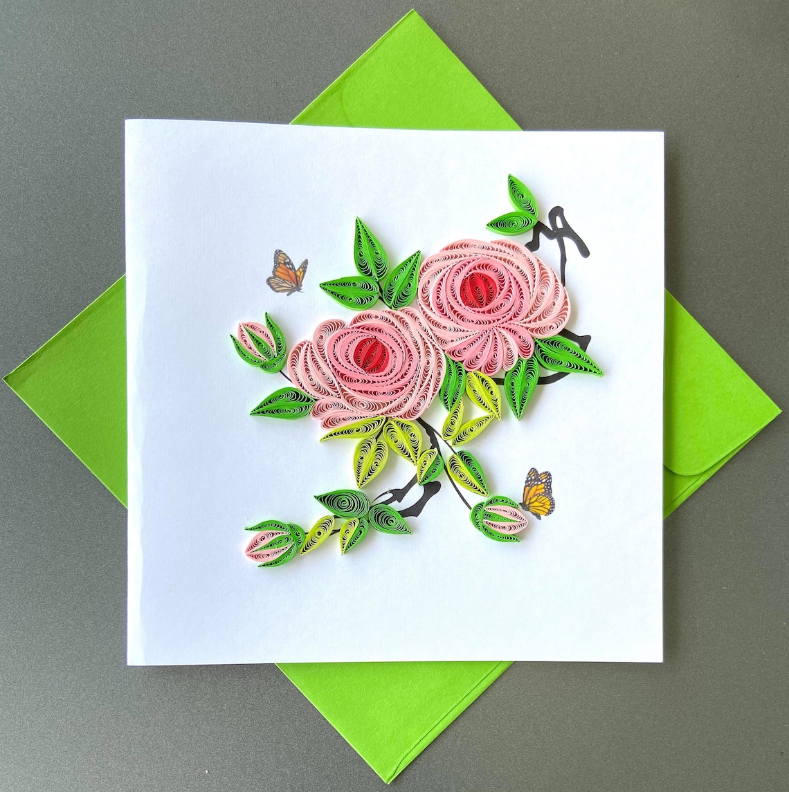 Rose Flower Quilling Card - Etsy