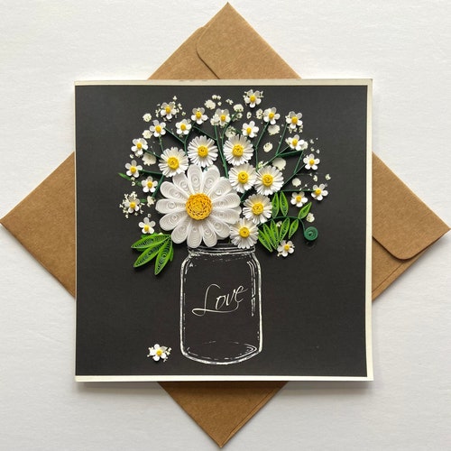 Hanging Flower Basket Quilling Card Art Paper Greeting Card - Etsy