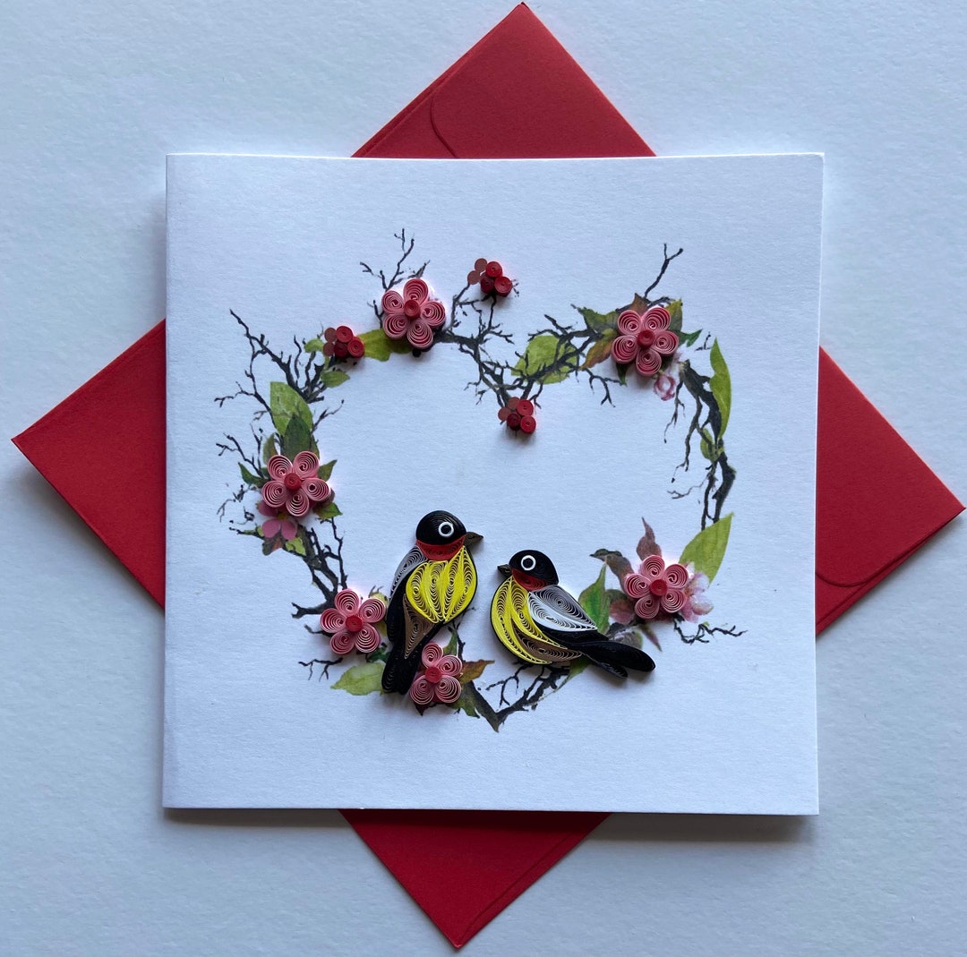 Bird& Love- Quilling Card, Art Paper, Greeting Card, Quilling Card ...