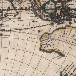 1667 Map of the World, Nieuwe Werelt Kaert, Antique Map, Atlas Map ...