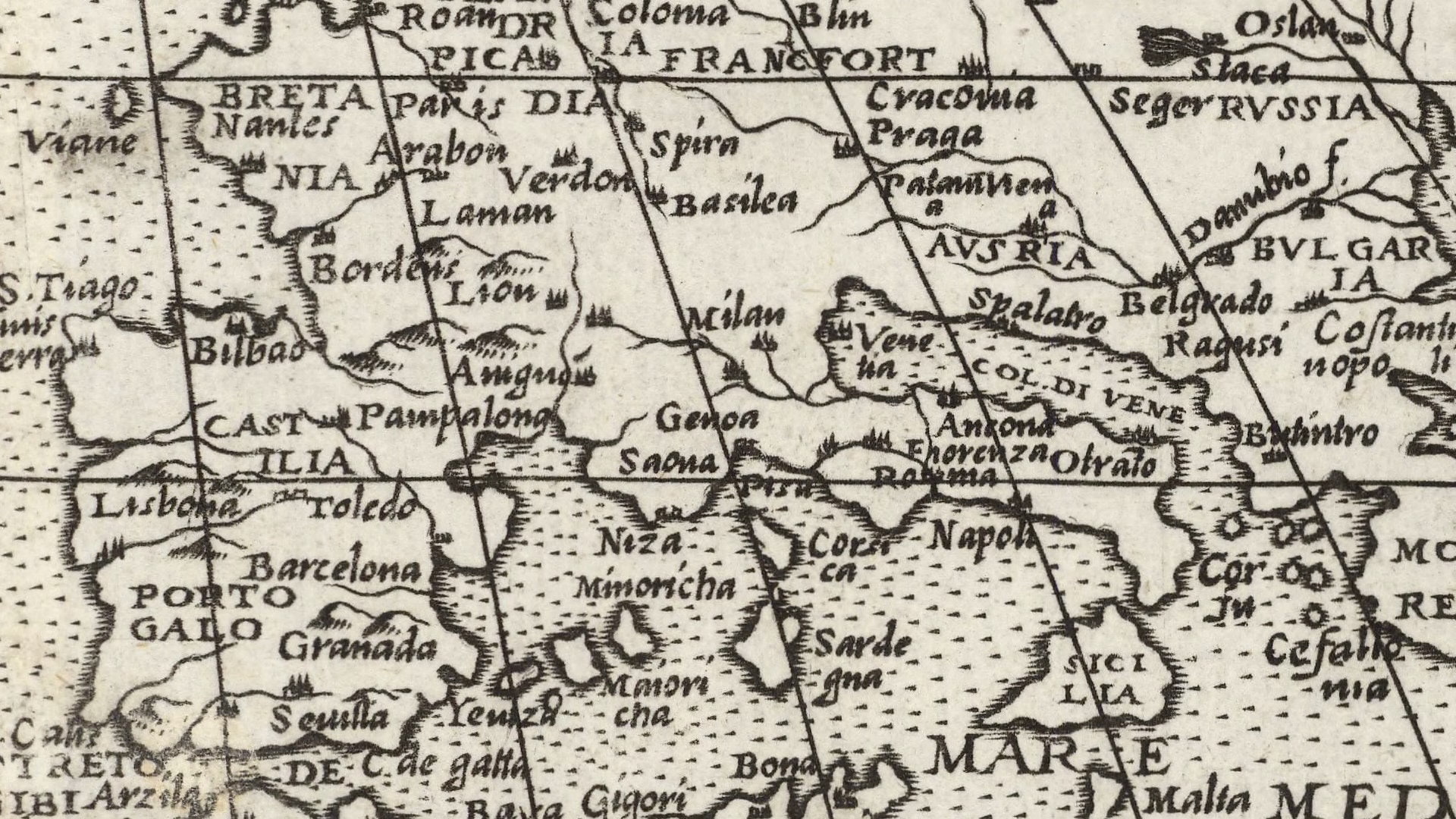 1568 Map of the World. Tartaria, Moscovia, Polonia, Scotia, Castilia ...