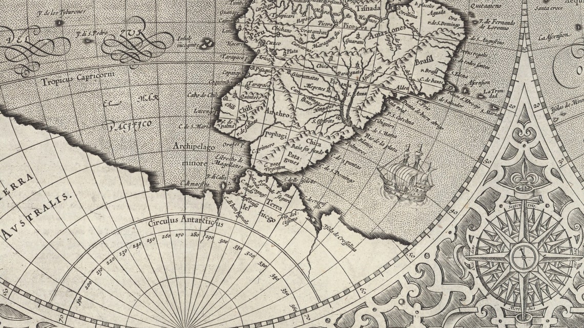 1607 Map, Atlas, Atlas Map, Mercator, Map of the World, America ...