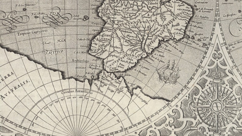 1607 Map, Atlas, Atlas Map, Mercator, Map of the World, America ...