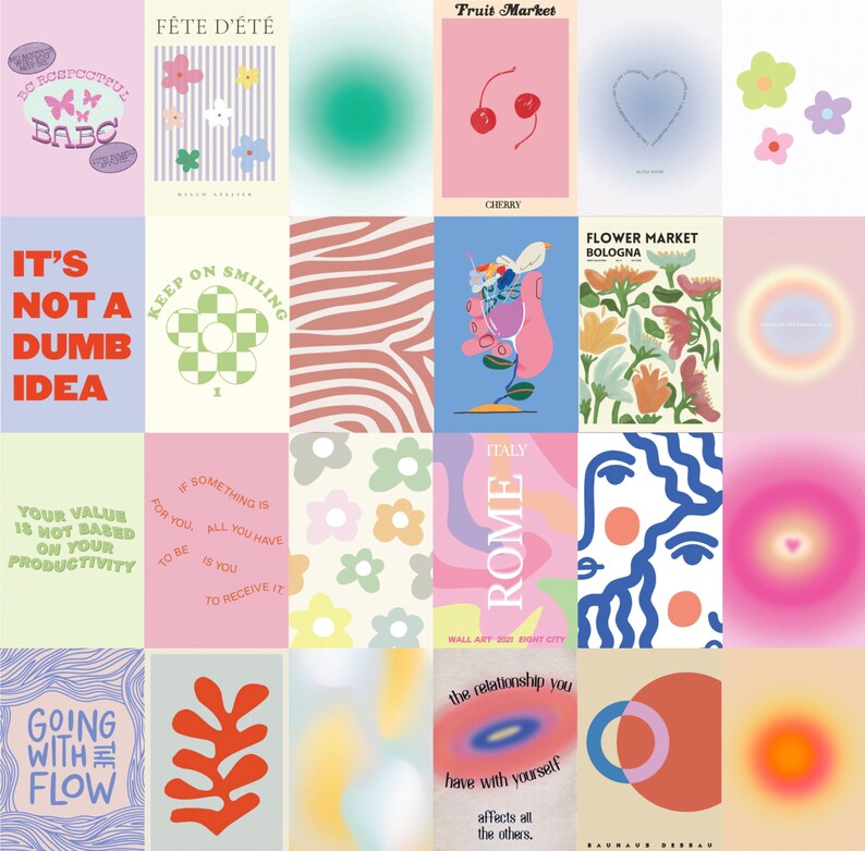 120 Danish Pastel Aesthetic Wall Collage Kit VSCO Girl Room - Etsy