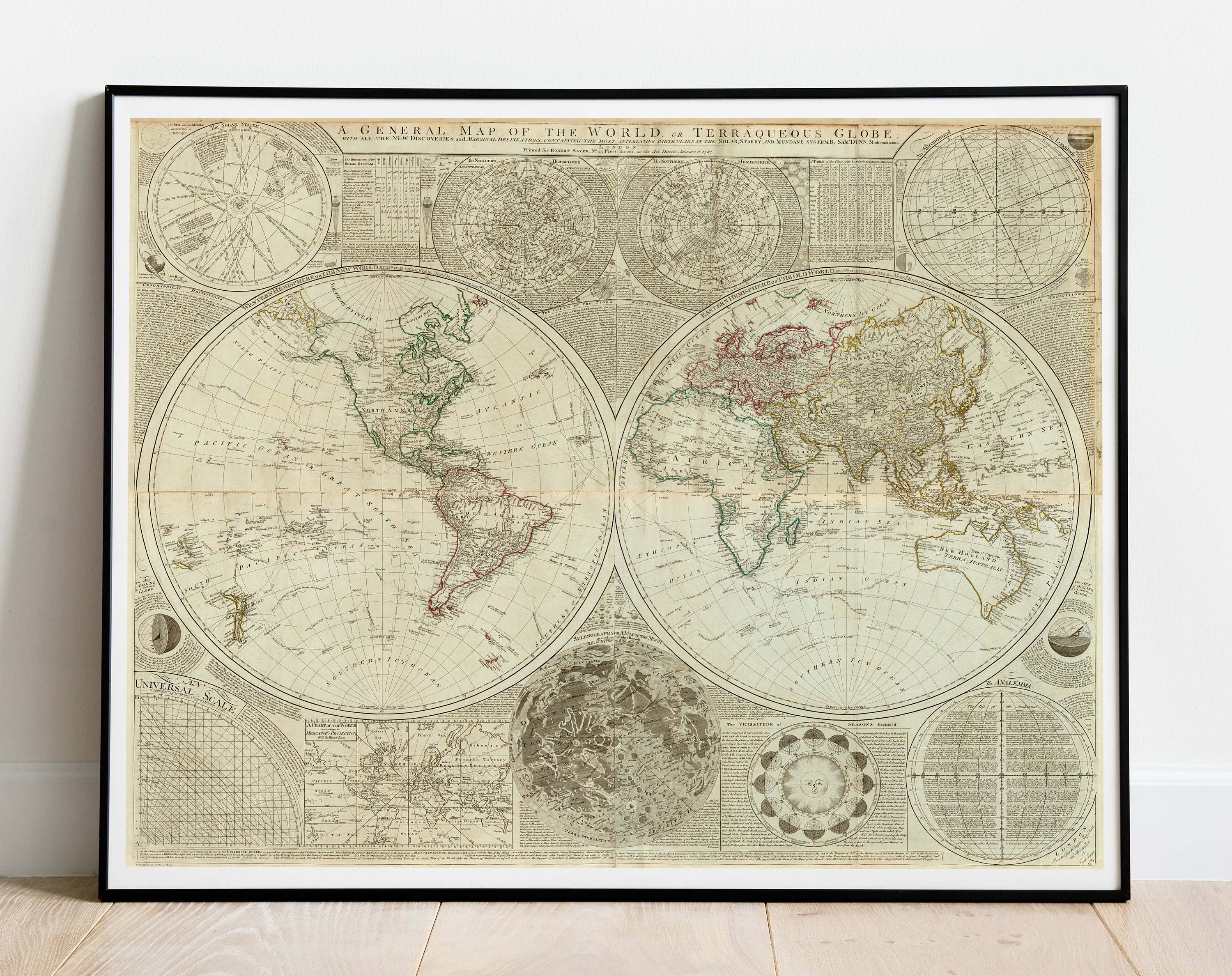 Antique Maps Set 6 Pcs, 1716-1908, Map of the World, Antique Map, Atlas ...