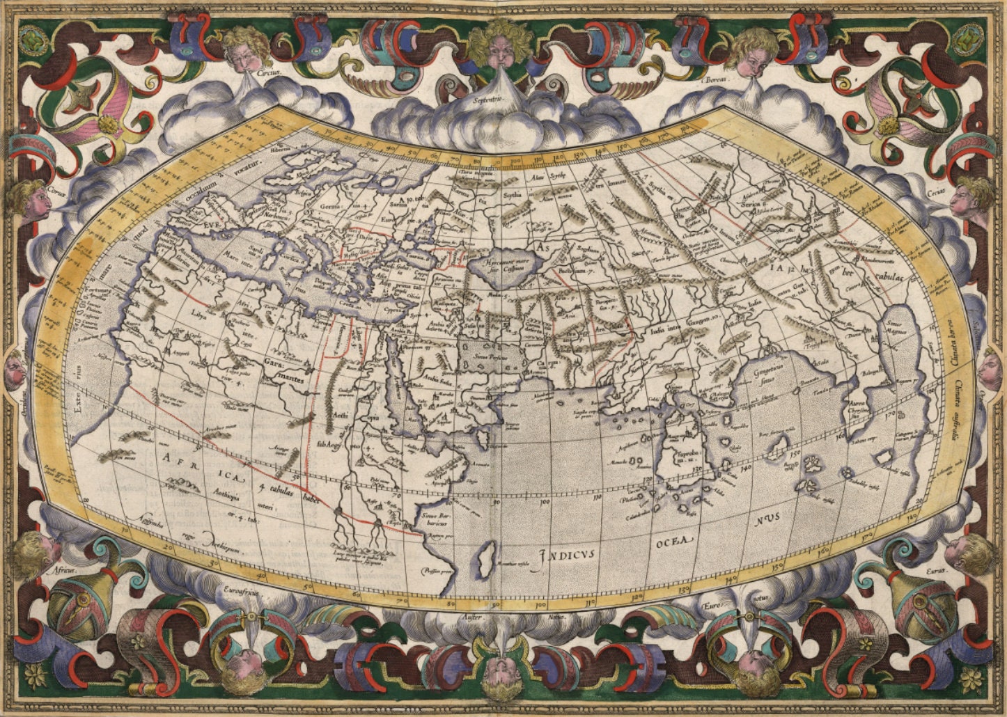 1618 Map of the World, Asia, Aria, Germania, Belgica, Iberia ...