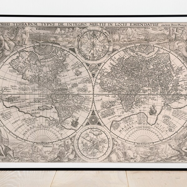 1667 Map of the World, Nieuwe Werelt Kaert, Antique Map, Atlas Map ...