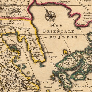 1708 Map of Grande Tartarie, Tartaria, Caspian Sea, China, Korea, Japan ...