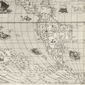 1568 Map of the World. Tartaria, Moscovia, Polonia, Scotia, Castilia ...