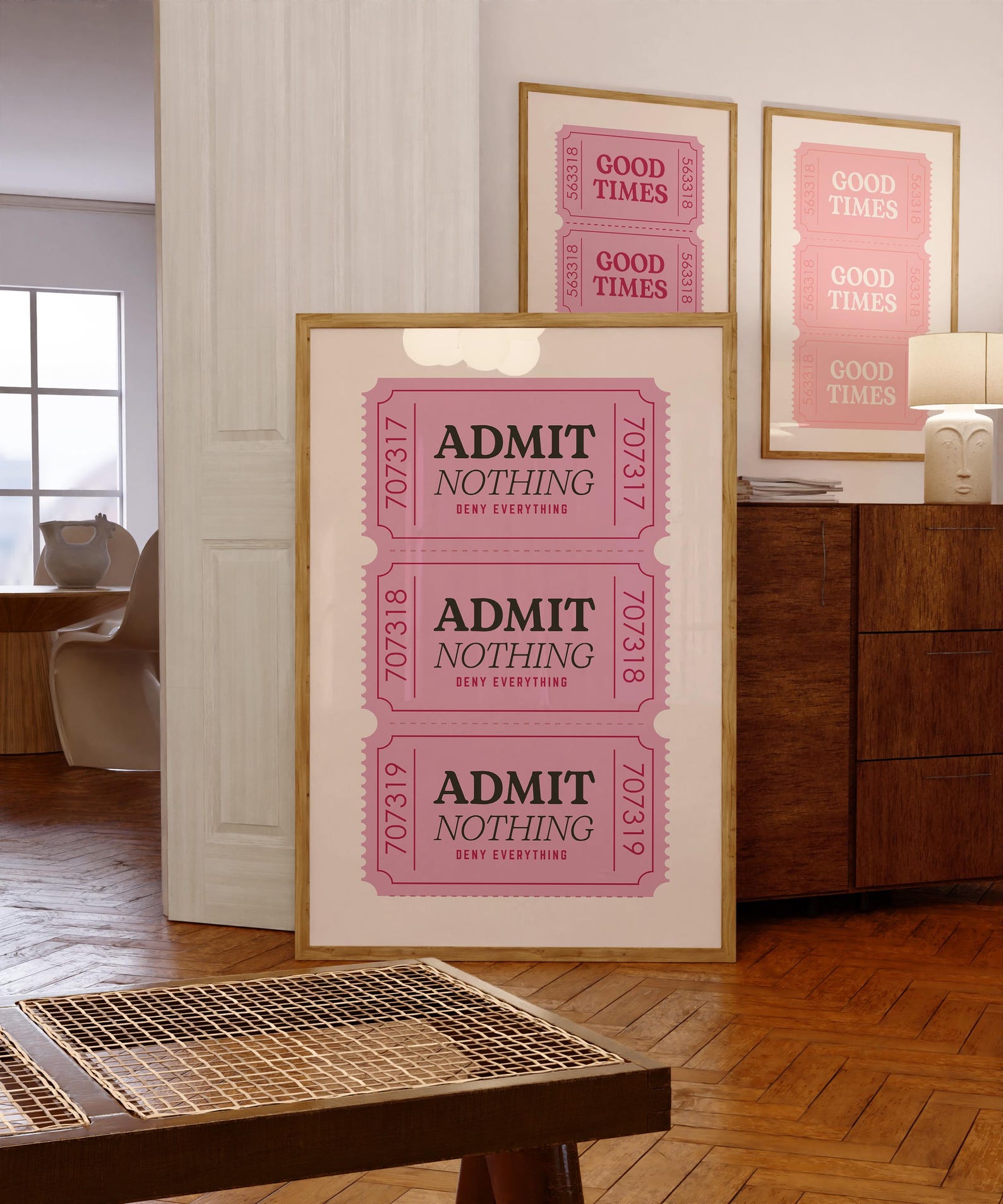 Admit Nothing, Deny Everything Ticket, Trendy Retro Wall Art Print ...