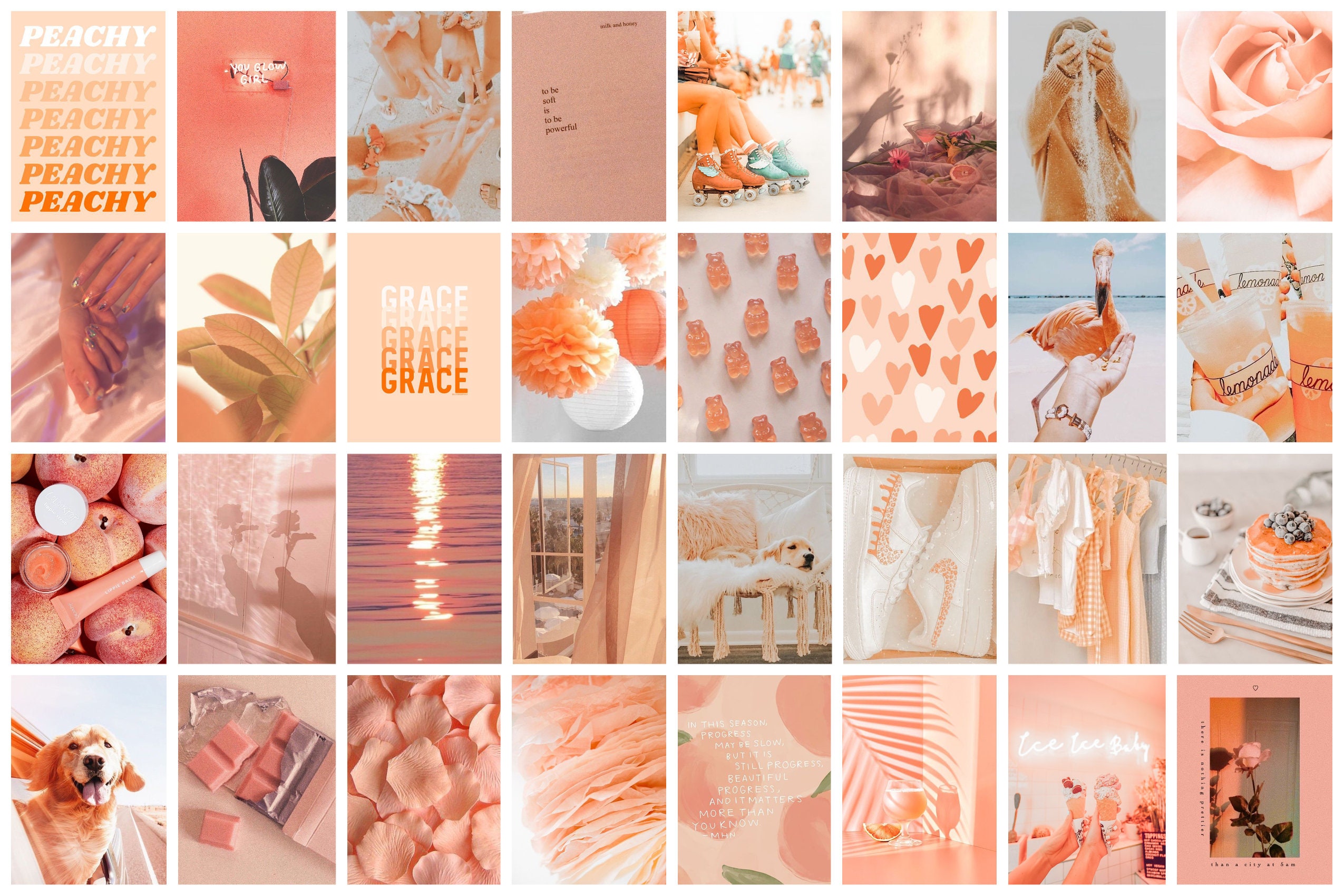 162 Pcs Peach Aesthetic Wall Collage Kit, VSCO, Girl Room Decor, Room ...